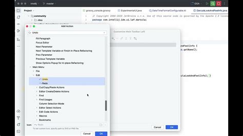 how to add undo redo buttons on the toolbar in intellij idea youtube