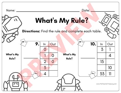 Function Machines What S My Rule Input And Output Tables Robot Theme