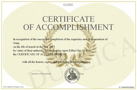 Certificate Of Accomplishment
