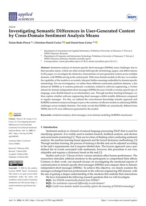 PDF Investigating Semantic Differences In User Generated Content By Cross Domain Sentiment