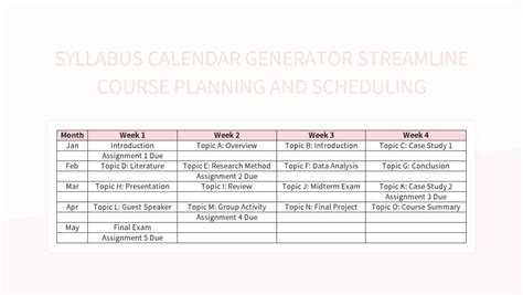 Syllabus Calendar Generator Streamline Course Planning And Scheduling