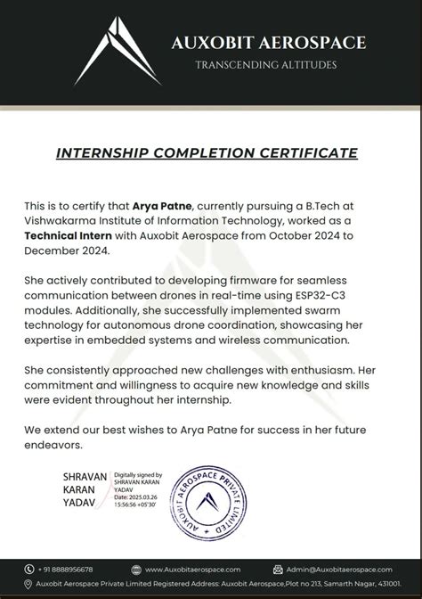 Internship Embeddedsystems Drones Swarmtechnology Ai Arya Patne 17 Comments