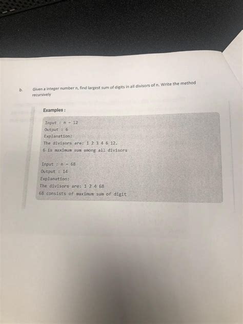 B Given A Integer Number N Find Largest Sum Of