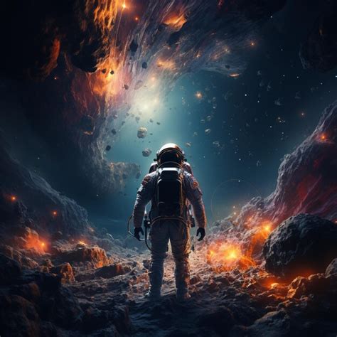 Premium Ai Image Astronaut Outer Space Royalty Fire Background Image