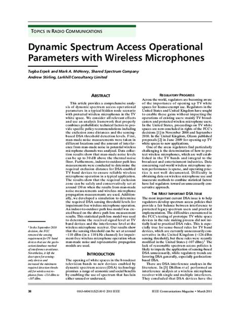 pdf dynamic spectrum access operational parameters with wireless