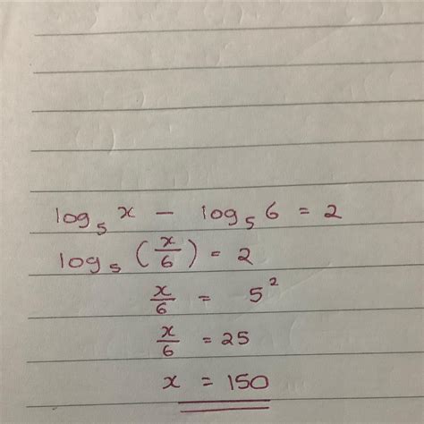 Solve The Following Equation For X Log Base 5 Of X Log Base 5 Of 6