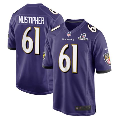 Sam Mustipher 61 Baltimore Ravens 2024 Divisional Patch Game Men Jerse Capeexercise