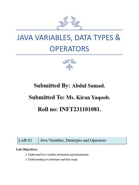 Inft231101081 Oop Lab 2 Download Free Pdf Data Type Integer Computer Science