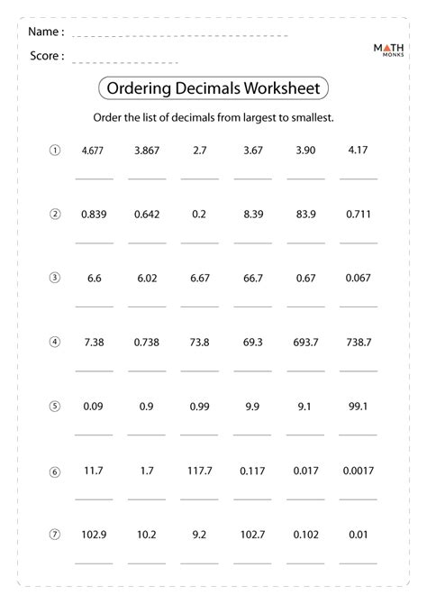 Fractions And Decimals Worksheets Grade 7 Pdf