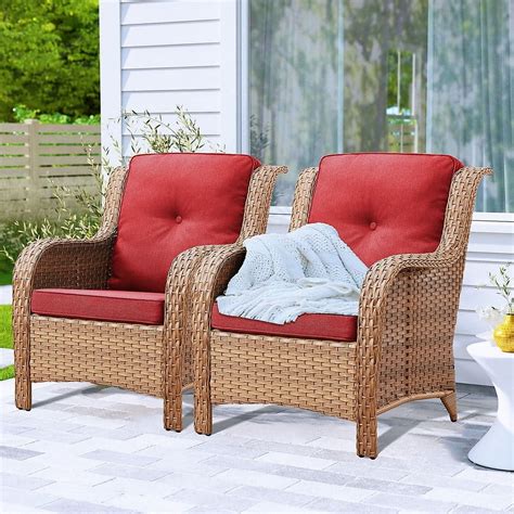 Bellefurn Patio Wicker Chairs Set Of 2high Back Outdoor Rattan Patio