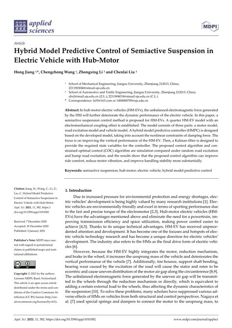Pdf Hybrid Model Predictive Control Of Semiactive Suspension In Electric Vehicle With Hub Motor