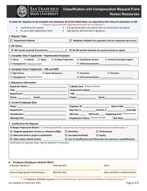 Fillable Online Classification And Compensation Request Form Human Resources Fax Email Print
