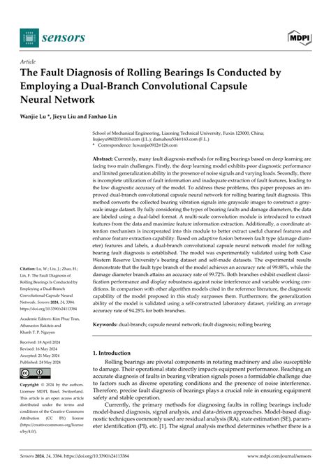 Pdf The Fault Diagnosis Of Rolling Bearings Is Conducted By Employing A Dual Branch