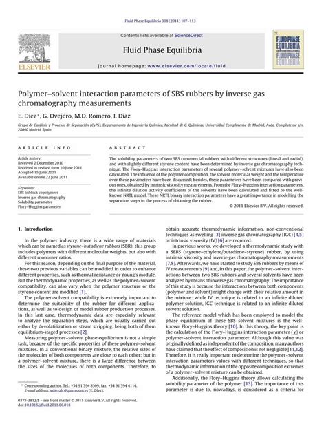 Pdf Polymersolvent Interaction Parameters Of Sbs Rubbers By Inverse
