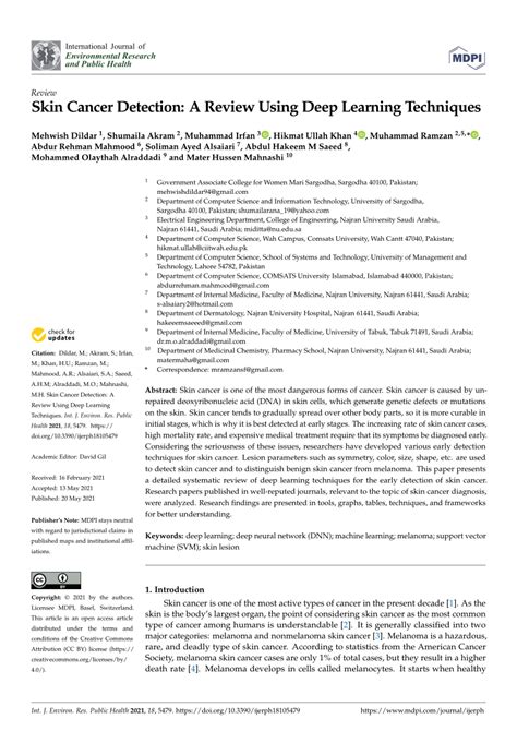 Pdf Skin Cancer Detection A Review Using Deep Learning Techniques