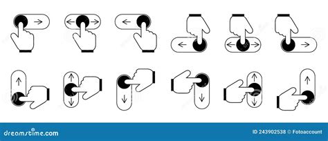 On Off Toggle Switch Slider Button Set Different Vector Illustrations Isolated On White