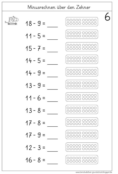 Die Rechenblätter Zum Minusrechnen Mit ZÜ In 2024 1 Klasse Mathe