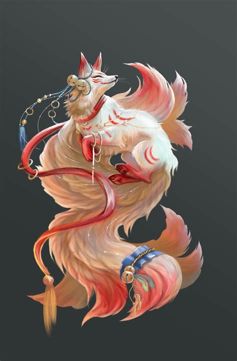 Японская лиса кицунэ арты и красивые картинки скачать бесплатно