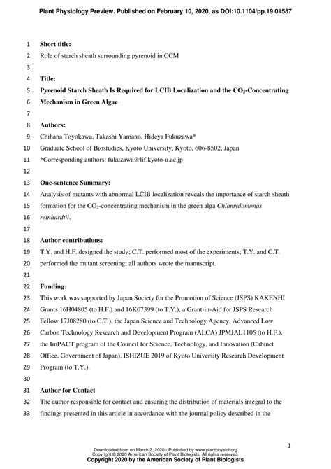 Pdf Pyrenoid Starch Sheath Is Required For Lcib Localization And The Co2 Concentrating