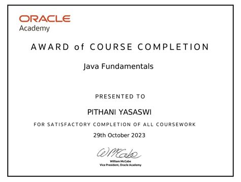Pithani Yasaswi On Linkedin Oracleacademy Javaprogramming