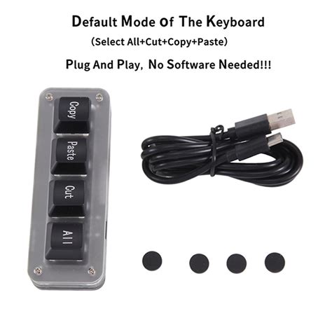 Mini 4 Key Select Copy Paste Cut All Macro Pad Shortcut One Handed Keyboard Rgb Gaming