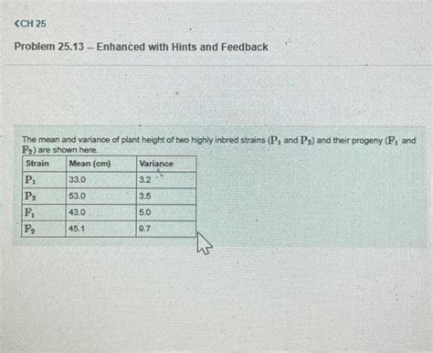 Solved The Mean And Variance Of Plant Height Of Two Highly
