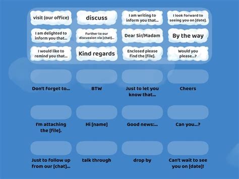 Formal And Informal Common Email Phrases Match Up