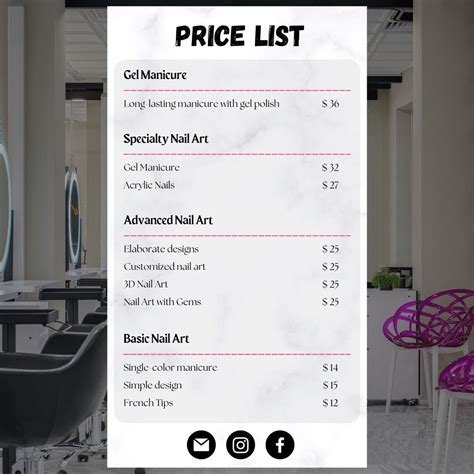 Editable Nail Salon Price List Printable Beauty Sheet Canva Etsy
