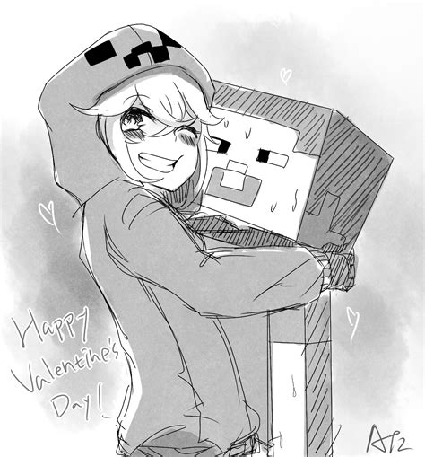 Creeper Steve And Cupa Minecraft Drawn By At Danbooru
