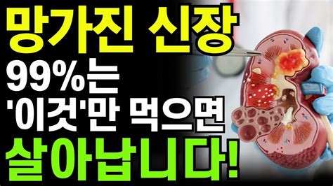 망가진 신장 99는 이것만 먹으면 살아납니다 신장 살리는 음식5가지와 신장을 망가뜨리는 원인5가지 소변에 거품이 많다면