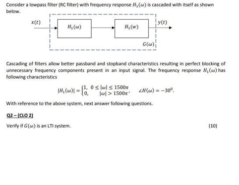 solved consider a lowpass filter rc filter with frequency