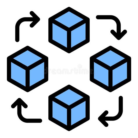 Blockchain Icon Flat Line Style Illustration Representing Decentralized Technology And Digital