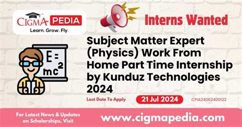 Subject Matter Expert Physics Work From Home Part Time Internship By