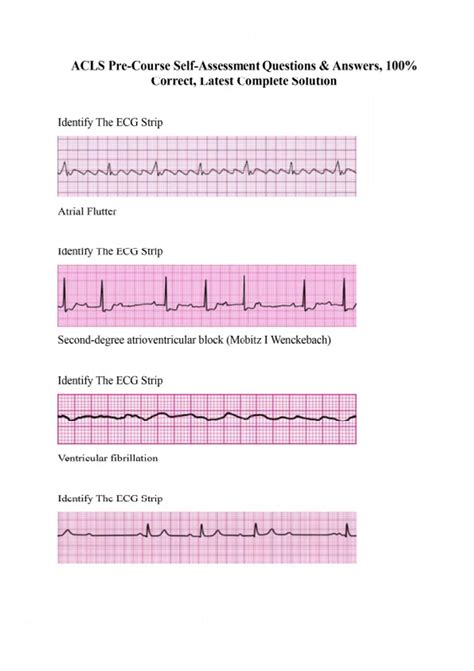 Acls Pre Course Self Assessment Questions And Answers 100 Correct Latest Complete Solution