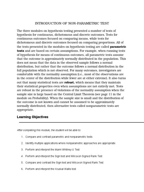 Introduction Of Non Parametric Test Pdf Nonparametric Statistics Statistical Hypothesis
