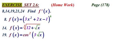 Solved Exercise Set 26 Home Work Page 178