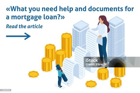 아이소메트릭 밝은 템플릿 배너 기사 등록 및 부동산 모기지 대출에 의해 확보 돈의 발행 계약서에 대한 스톡 벡터 아트 및 기타 이미지 계약서 기사 출판 남자 Istock