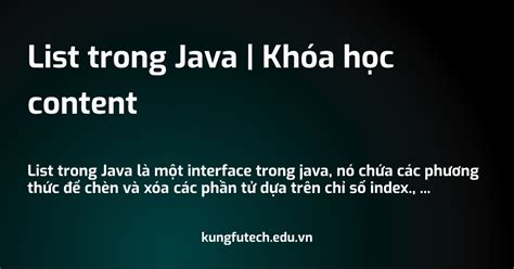 List Trong Java Khóa Học Content