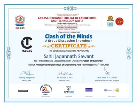 Sahil Sawant On Linkedin Thrilled To Be Acknowledged For My Participation In Clash Of Minds A