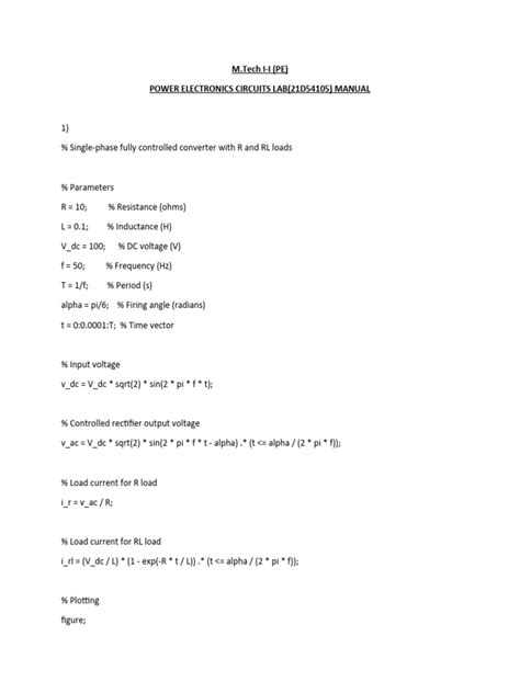 Power Electronics Circuits Lab Manual Pdf Power Electronics