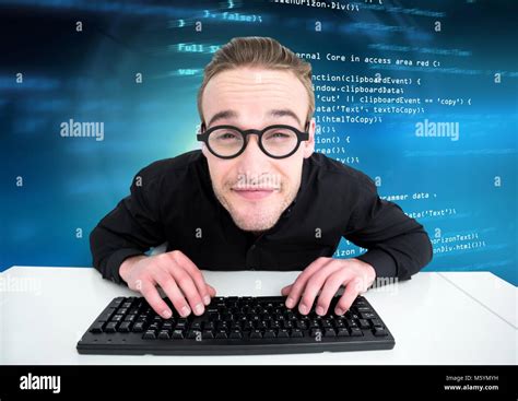 Man Typing Coding Text Stock Photo Alamy