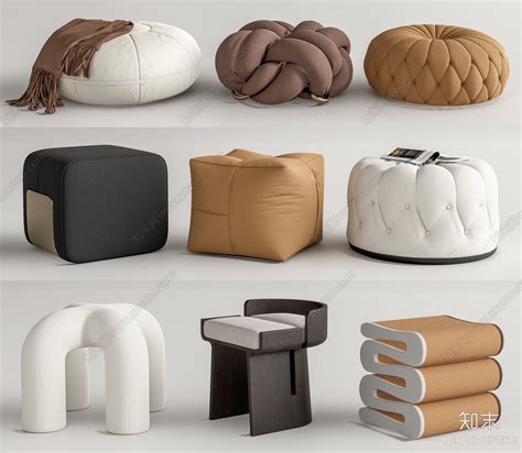 现代沙发凳3d模型下载【id 1131221912】 知末3d模型网