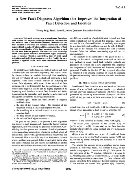 Pdf A New Fault Diagnosis Algorithm That Improves The Integration Of