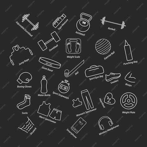 Premium Vector Set Of Gym Simple Outline Icons Isolated On Black