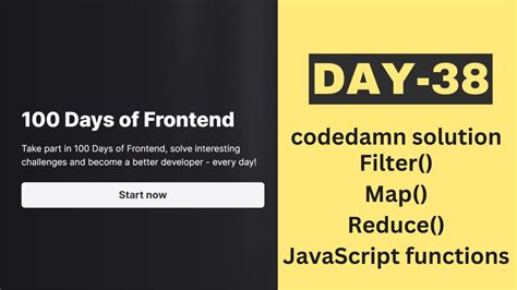 Day 38 100 Days Of Frontend Filter Reduce Map Javascript