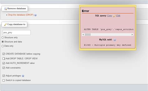 Errors Copying Database Multiple Primary Keys · Issue 16664