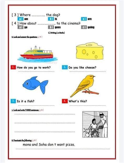 اختبار انجليزي للصف الرابع ترم اول 2024