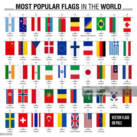 Flags On Poles Most Popular World Flags High Res Vector Graphic Getty