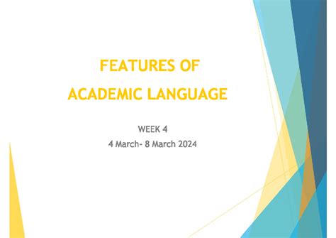 Academic Literacies Academic Writing Skills Features Of Academic Language Week 4 4 8 March
