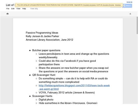 List Of Passive Program Ideas Passive Programs Program Ideas